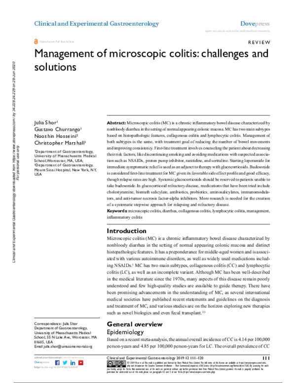 (PDF) Management of microscopic colitis: challenges and solutions