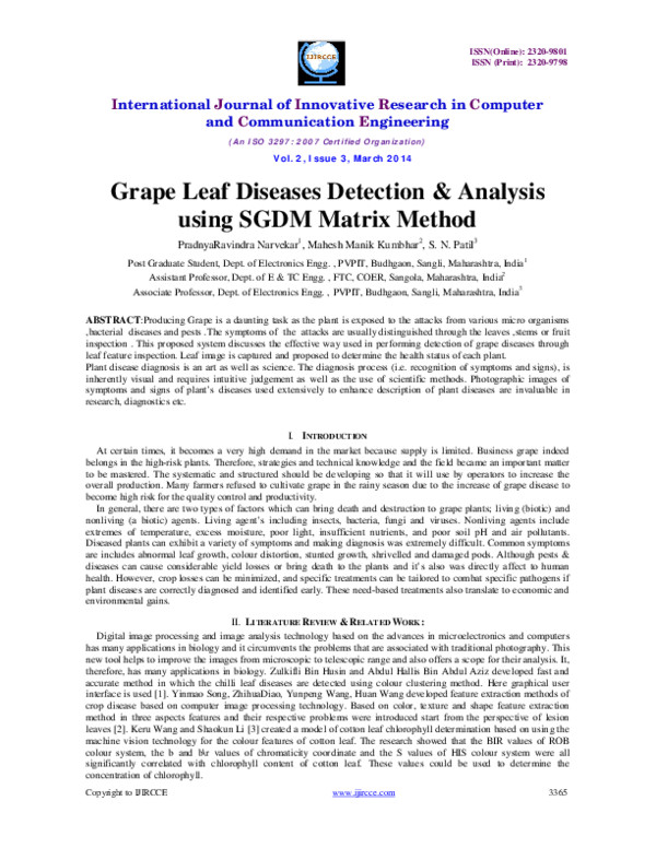 (PDF) Grape Leaf Disease Detection via SGDM Method