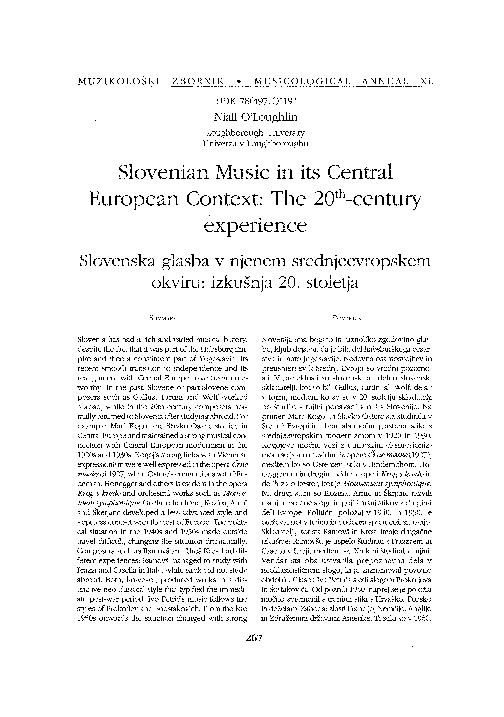 (PDF) Slovenian Music in its Central European Context: the 20th-century ...