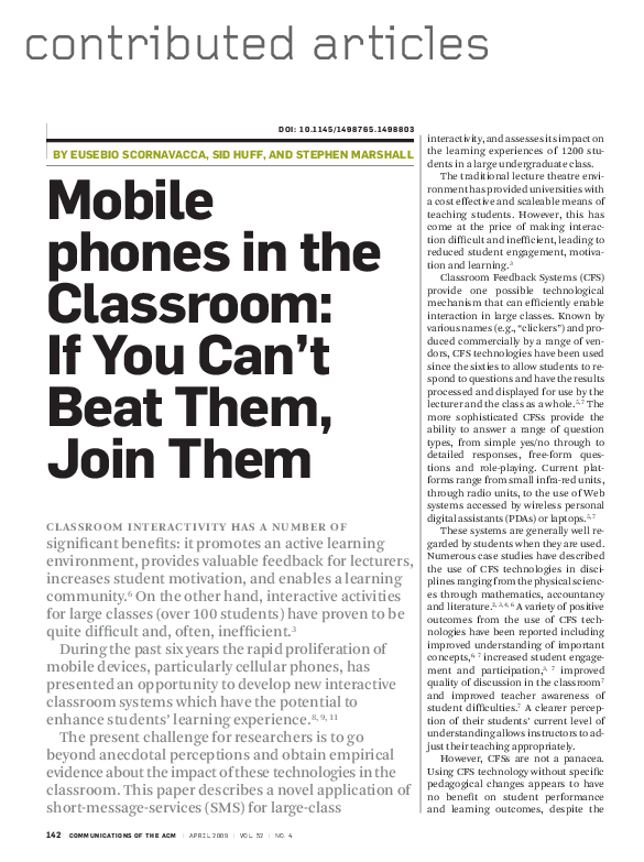(PDF) Mobile phones in the classroom