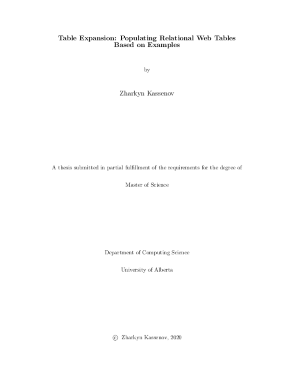 (PDF) Table Expansion: Populating Relational Web Tables Based on Examples