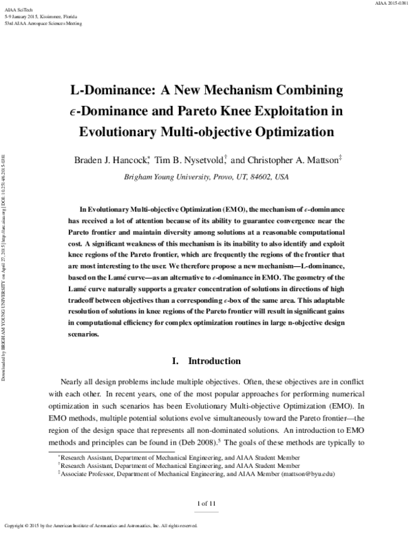 (PDF) L-Dominance: A New Mechanism Combining ε-Dominance and Pareto Knee Exploitation in ...