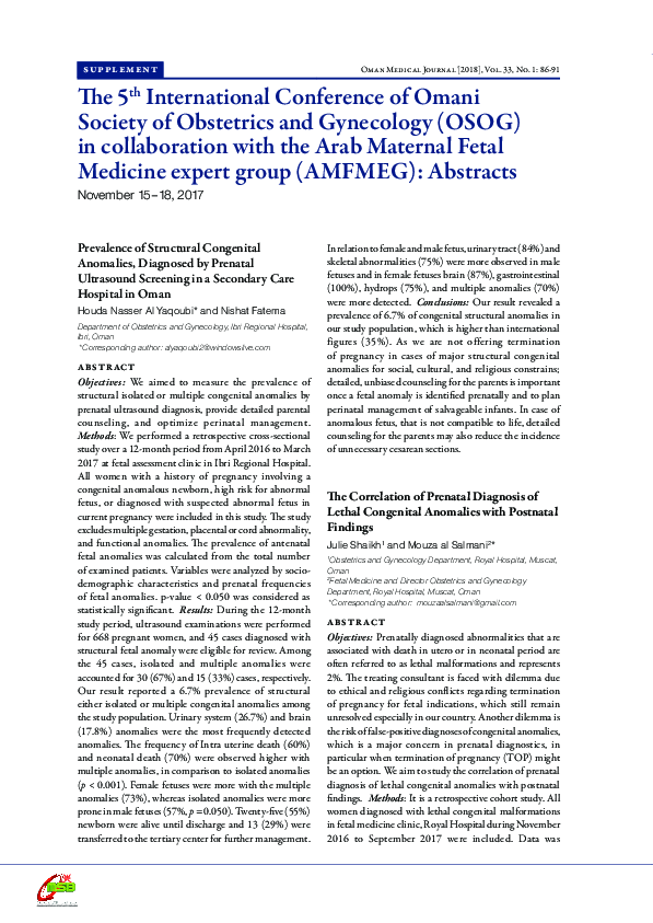 (PDF) Prevalence of Structural Congenital Anomalies , Diagnosed by ...