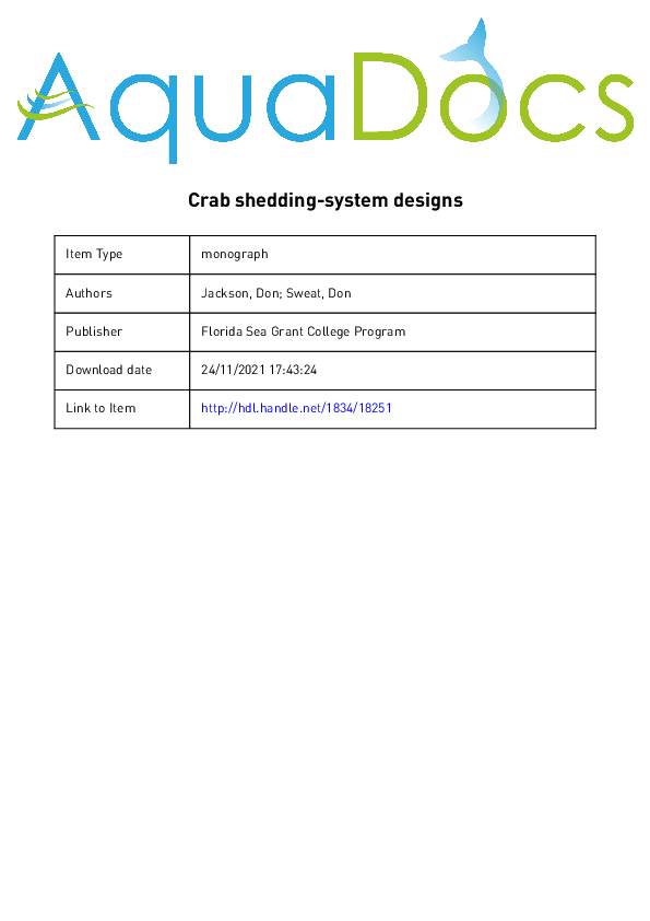 (PDF) Crab shedding-system designs