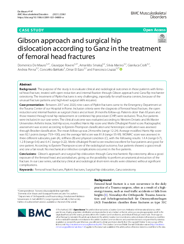 (PDF) Gibson approach and surgical hip dislocation according to Ganz in ...