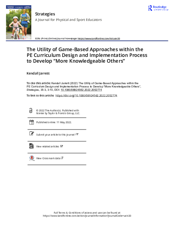 (PDF) The Utility of Game-Based Approaches within the PE Curriculum ...