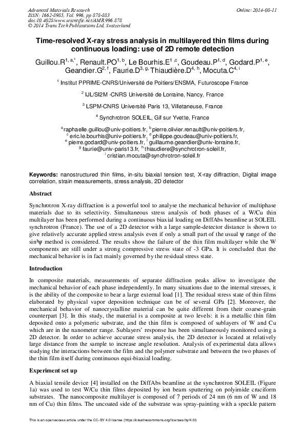 (PDF) Time-Resolved X-Ray Stress Analysis in Multilayered Thin Films ...