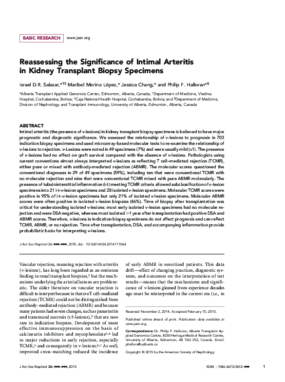 (PDF) Reassessing the Significance of Intimal Arteritis in Kidney ...