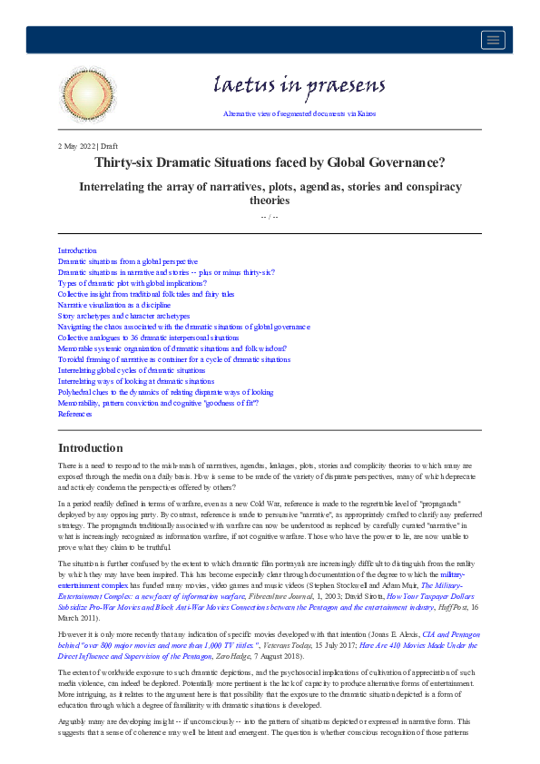 (PDF) Thirty-six Dramatic Situations faced by Global Governance ...