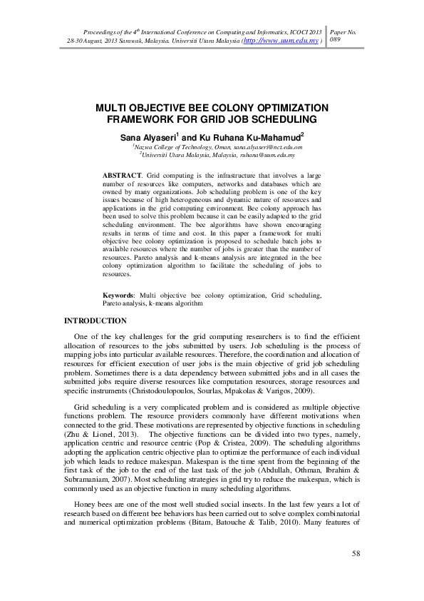 (PDF) Multi-Objective Bee Optimization for Job Scheduling