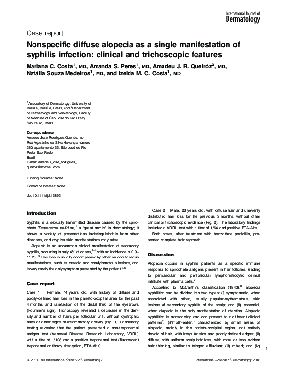 (PDF) Nonspecific diffuse alopecia as a single manifestation of ...