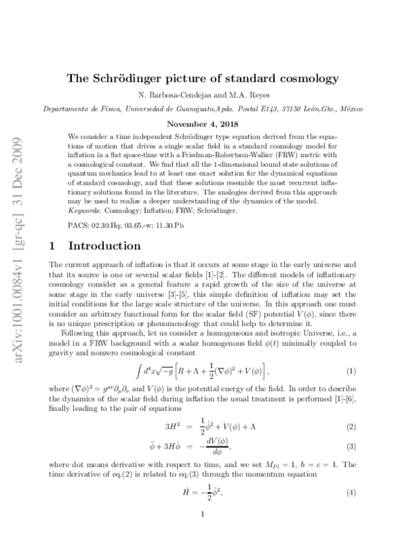 (PDF) The Schrodinger picture of standard cosmology