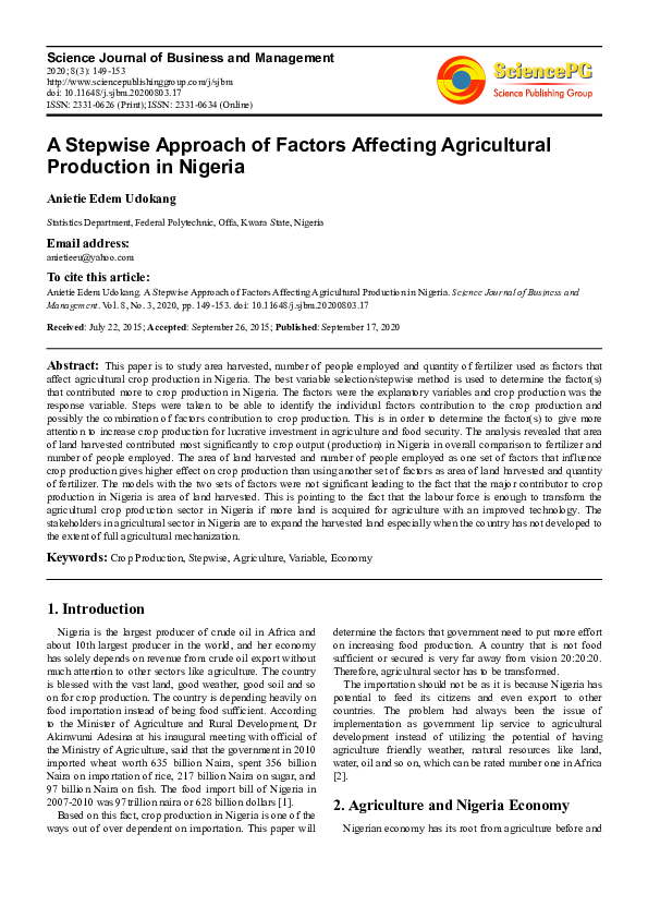 PDF A Stepwise Approach Of Factors Affecting Agricultural Production pdf-a-stepwise-approach-of-factors-affecting-agricultural-production
