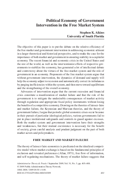 (PDF) Political Economy of Government Intervention in the Free Market ...