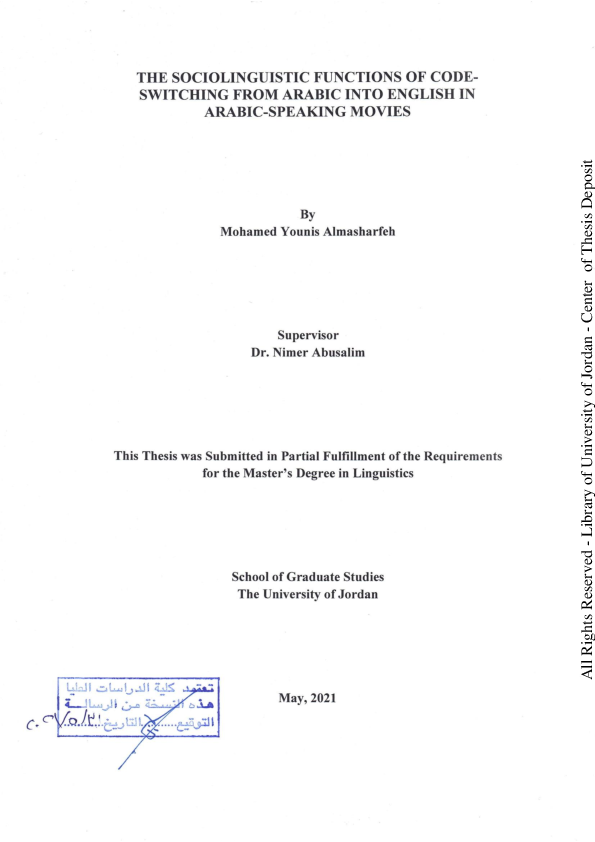 (PDF) THE SOCIOLINGUISTIC FUNCTIONS OF CODE-SWITCHING FROM ARABIC INTO ...
