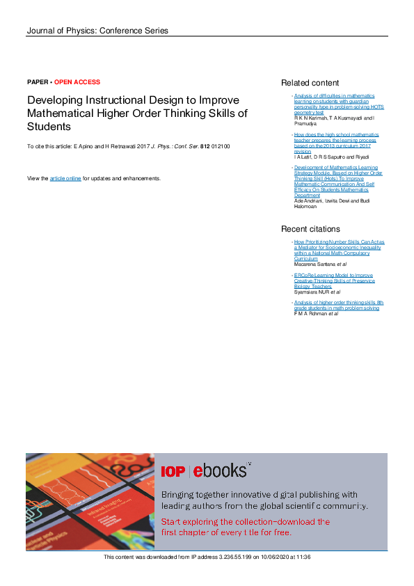 (PDF) Developing Instructional Design to Improve Mathematical Higher Order Thinking Skills of ...
