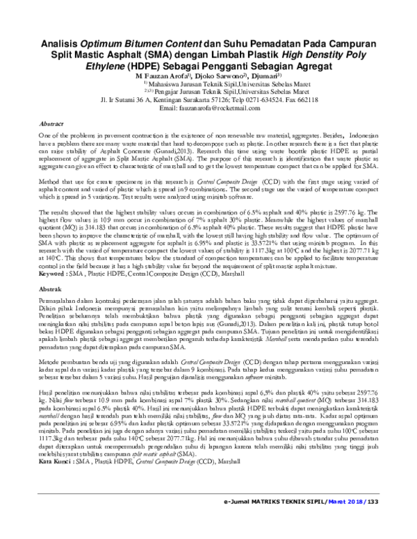 (PDF) Analisis Optimum Bitumen Content dan Suhu Pemadatan Pada Campuran ...