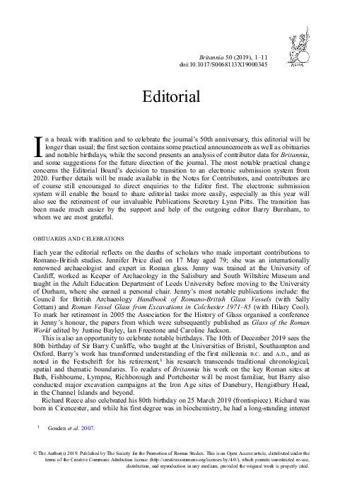 (PDF) Britannia in numbers: 50 years of the journal of Romano-British ...