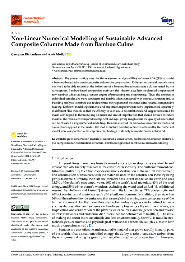 (PDF) Non-Linear Numerical Modelling of Sustainable Advanced Composite ...