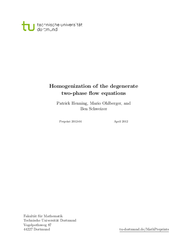 (PDF) Homogenization of the Degenerate Two-Phase Flow Equations