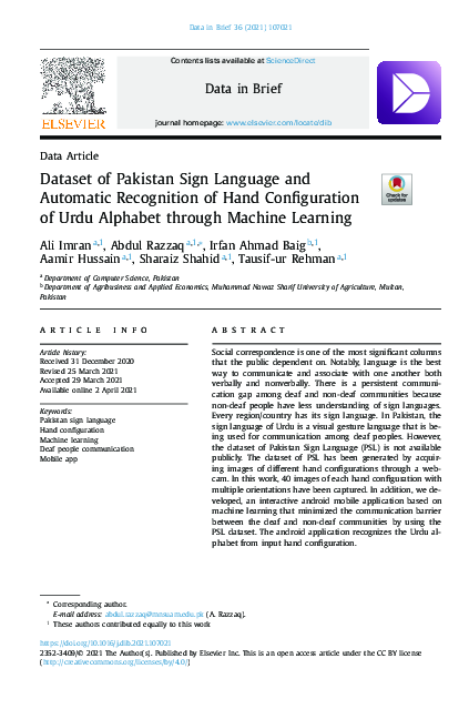 (PDF) Dataset of Pakistan Sign Language and Automatic Recognition of ...