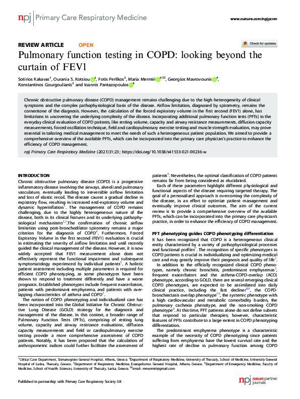 (PDF) Pulmonary function testing in COPD: looking beyond the curtain of ...