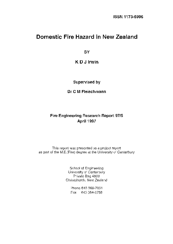 (PDF) Domestic Fire Hazard in New Zealand