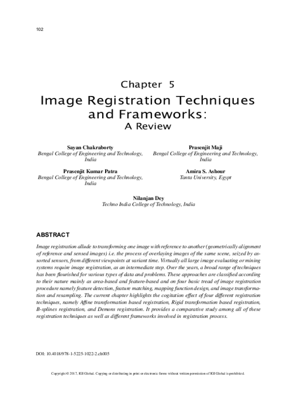 (PDF) Image Registration Techniques and Frameworks