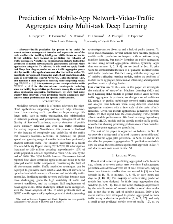 Pdf Prediction Of Mobile App Network Video Traffic Aggregates Using