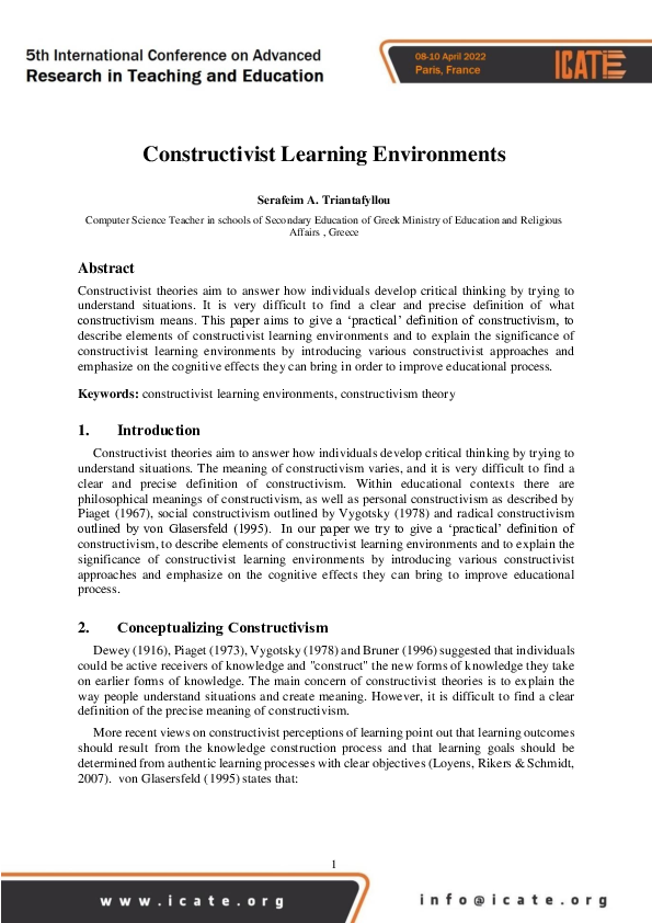 (PDF) Constructivist Learning Environments