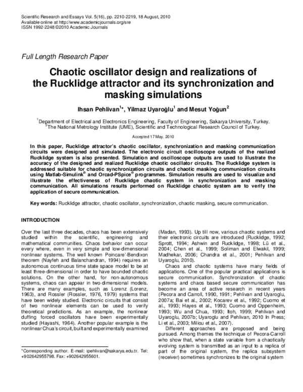 (PDF) Chaotic oscillator design and realizationsof the Rucklidge attractor and its ...