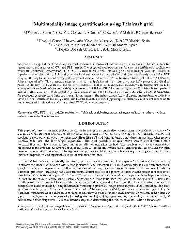 (PDF) Multimodality image quantification using the Talairach grid