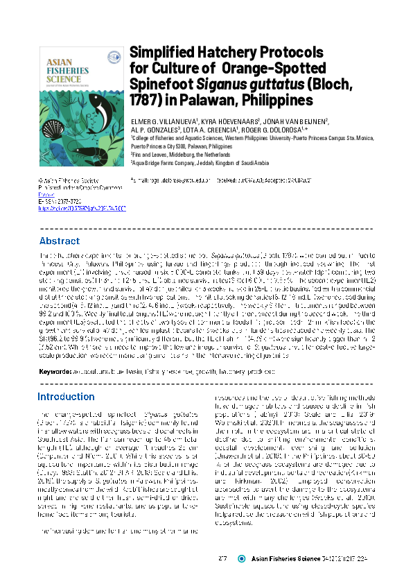 (PDF) Simplified Hatchery Protocols for Culture of Orange-Spotted ...
