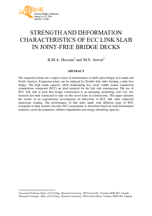 (PDF) Strength and Deformation Characteristics of Ecc Link Slab in ...