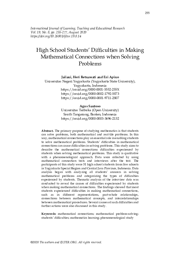 (PDF) High School Students’ Difficulties in Making Mathematical ...