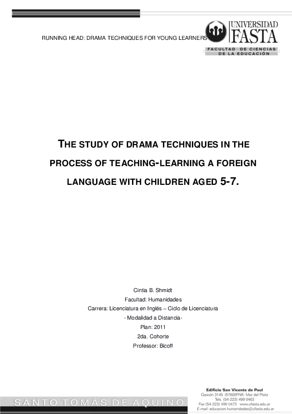 (PDF) The Study of Drama Techniques in the Process of Teaching-Learning ...