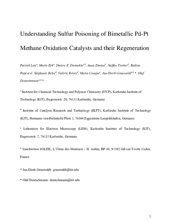 (PDF) Understanding sulfur poisoning of bimetallic Pd-Pt methane ...