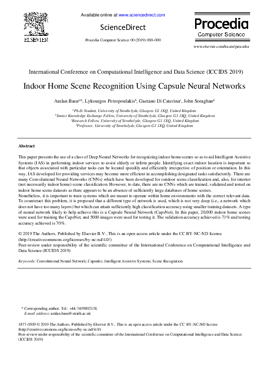 (PDF) Indoor Home Scene Recognition Using Capsule Neural Networks
