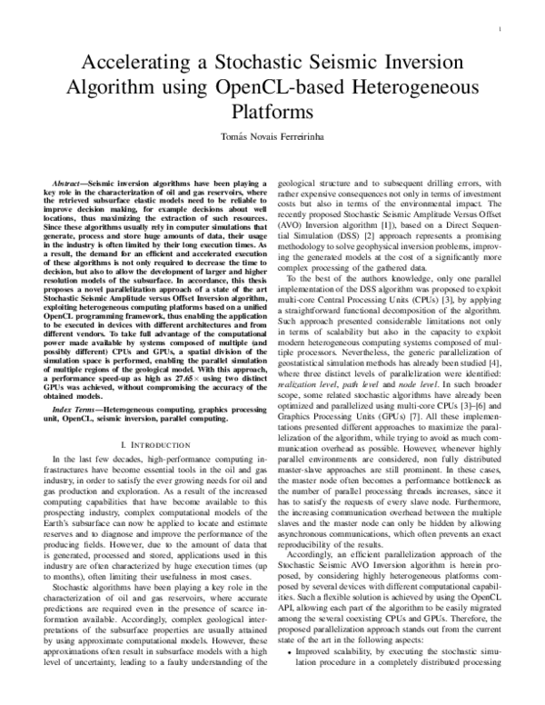 (PDF) Accelerating a Stochastic Seismic Inversion Algorithm using OpenCL-based Heterogeneous ...