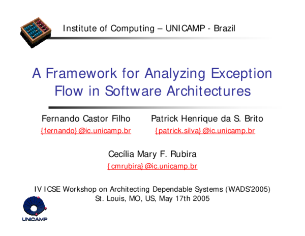 Pdf A Framework For Analyzing Exception Flow In Software Architectures 