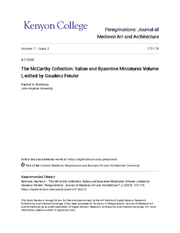 (PDF) The McCarthy Collection: Italian and Byzantine Miniatures Volume ...