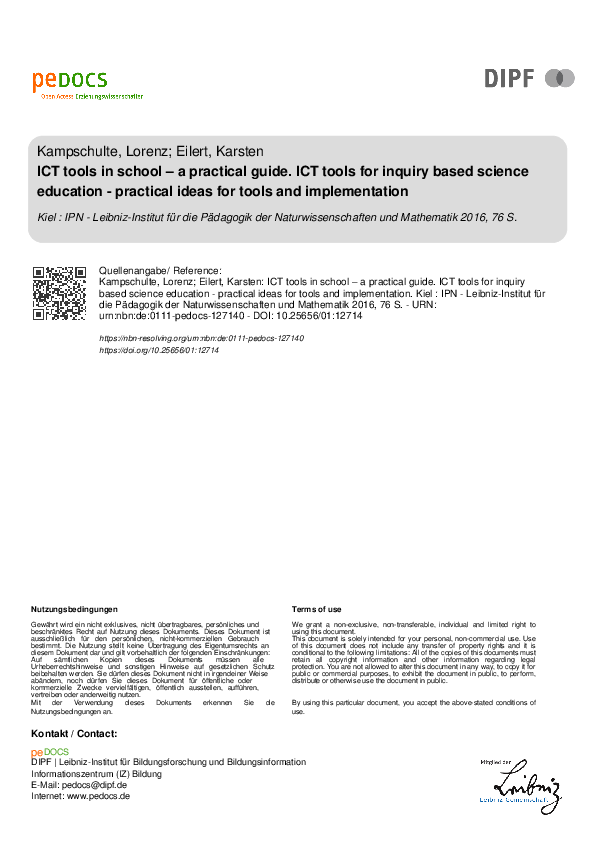 (PDF) ICT tools in school – a practical guide. ICT tools for inquiry ...