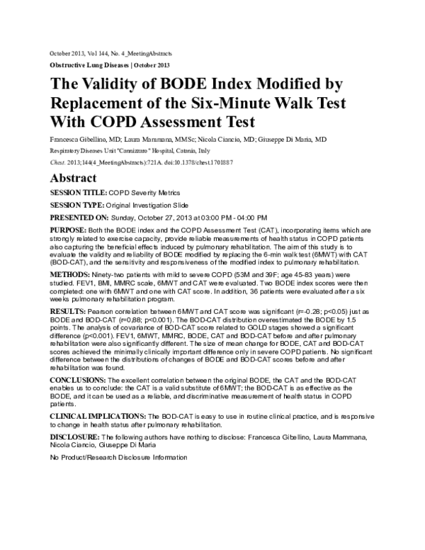 (PDF) The Validity of BODE Index Modified by Replacement of the Six ...