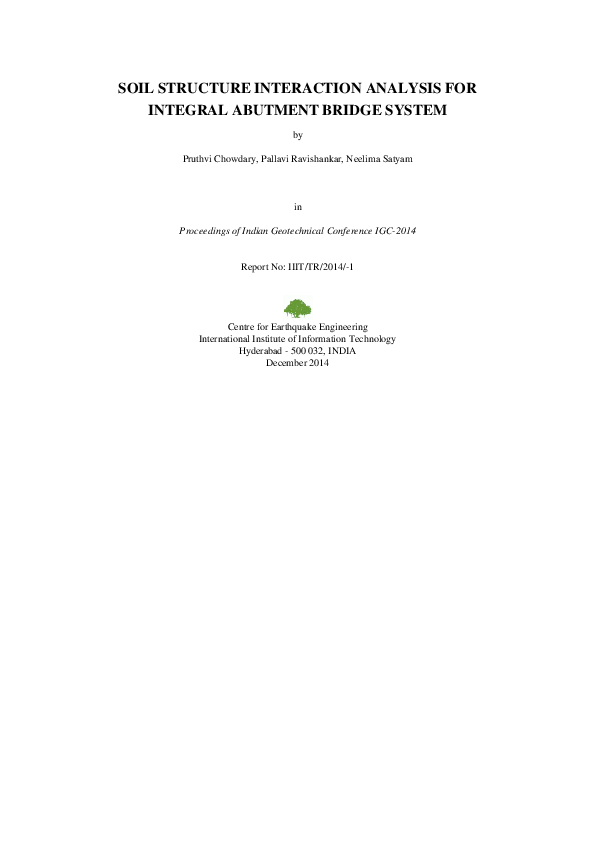 (PDF) Soil Structure Interaction Analysis for Integral Abutment Bridge System