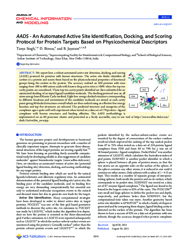 (PDF) AADS - An Automated Active Site Identification, Docking, and ...