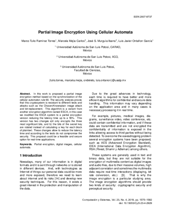 (PDF) Partial Image Encryption Using Cellular Automata