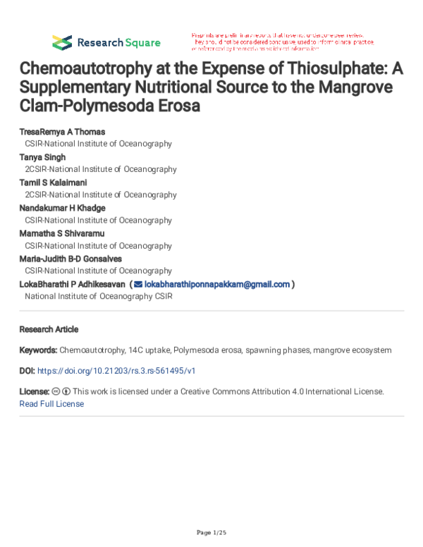 (PDF) Chemoautotrophy at the Expense of Thiosulphate: A Supplementary ...