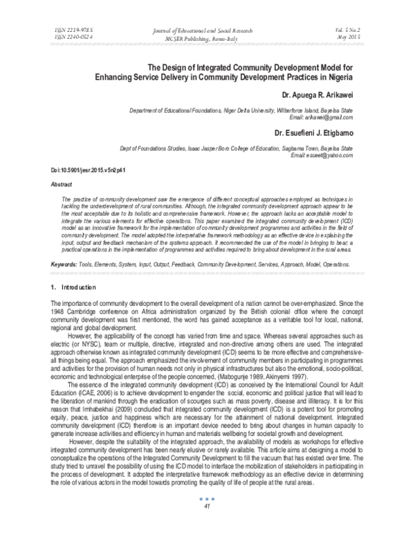 (PDF) The Design of Integrated Community Development Model for ...
