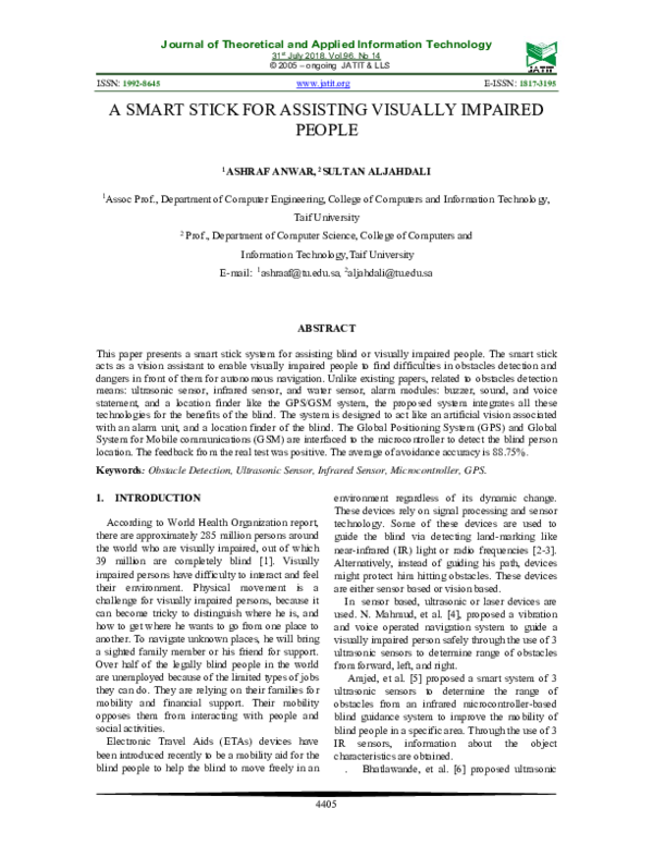 (PDF) A Smart Stick for Assisting Visually Impaired People