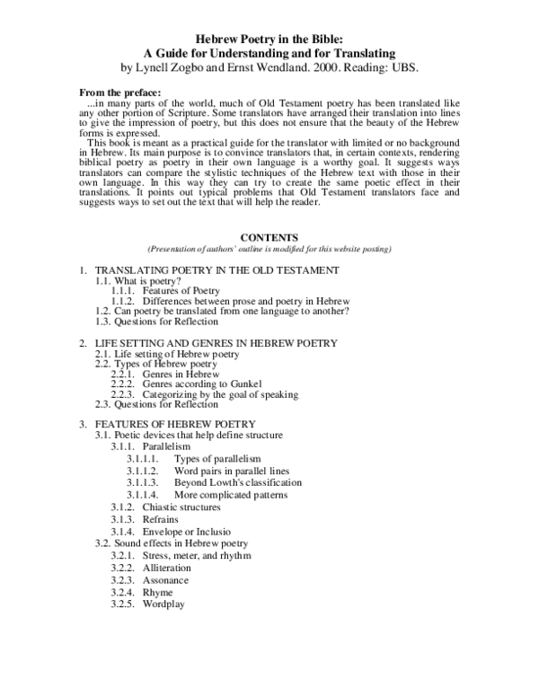 (PDF) Hebrew Poetry in the Bible: A Guide for Understanding and for ...